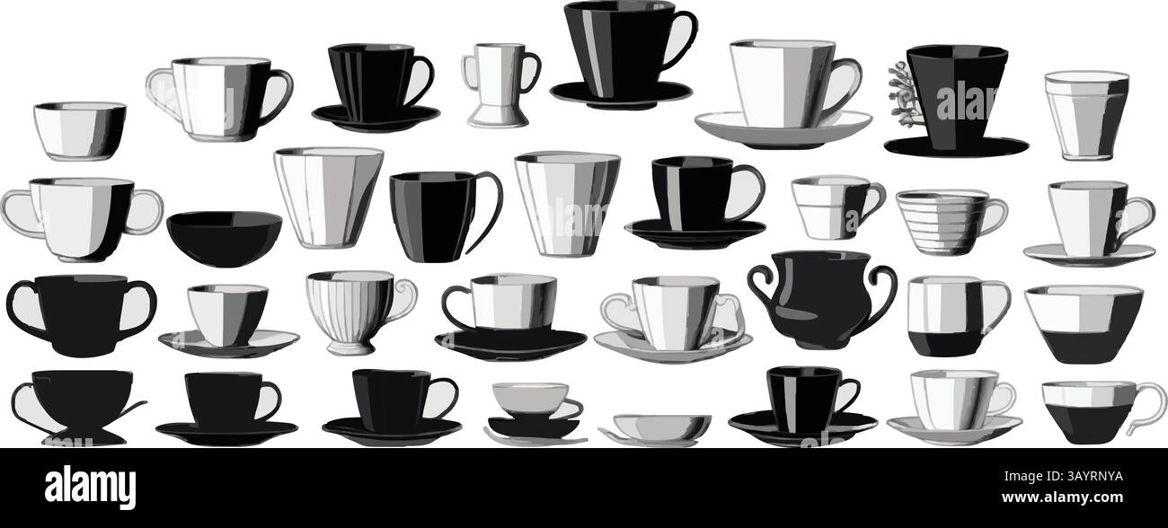 Saucers vector vectors Black and White Stock Photos & Images - Alamy
