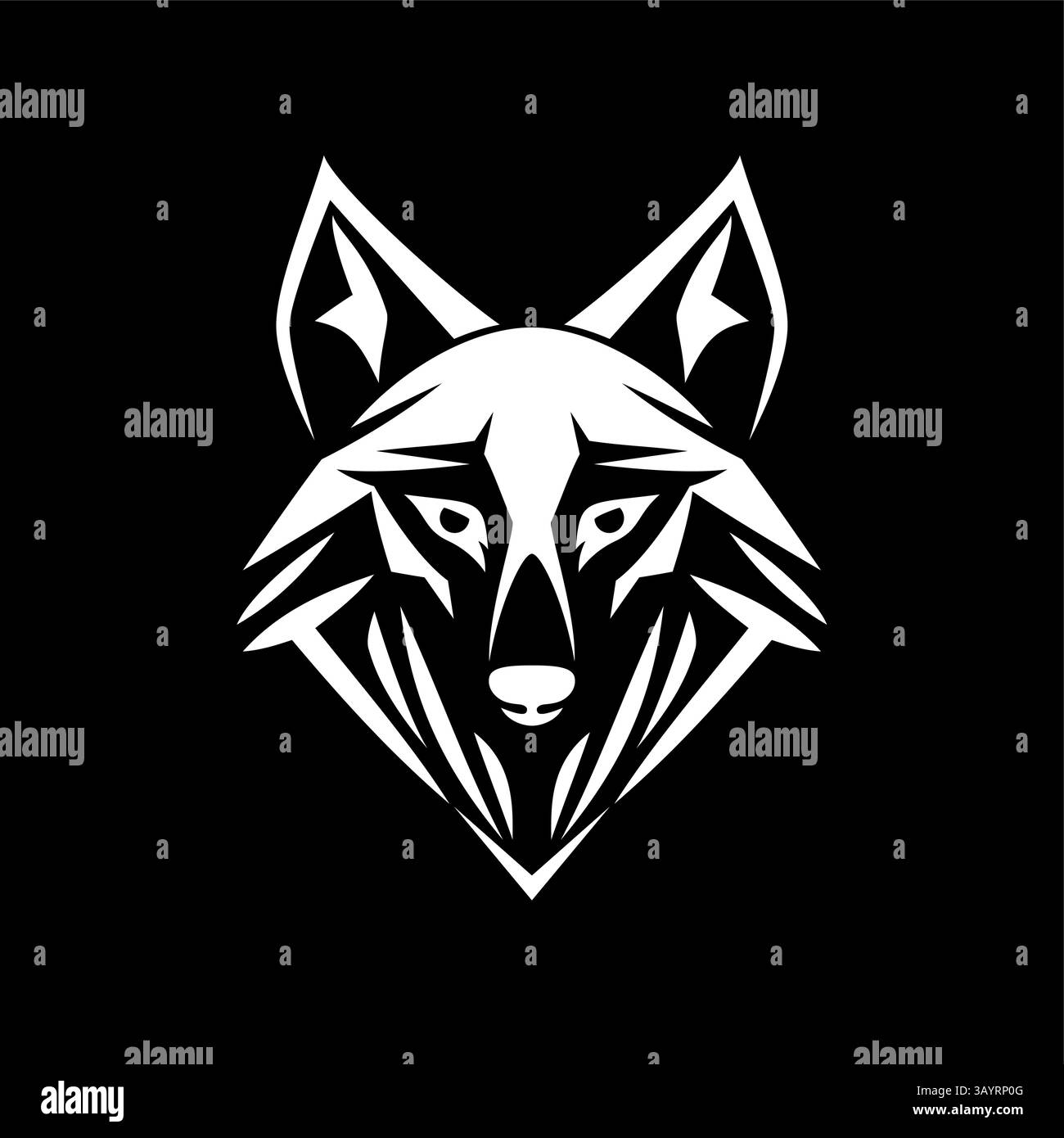 Illustration of a wolf head symbol, perfect for badge labels, logos, t ...