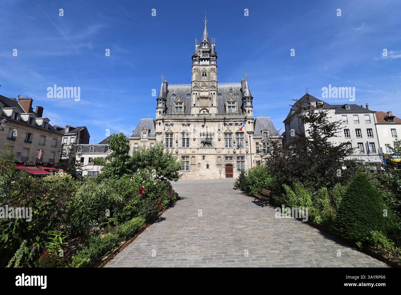 Town hall, exterior view, city of Compiègne, Oise department, France ...