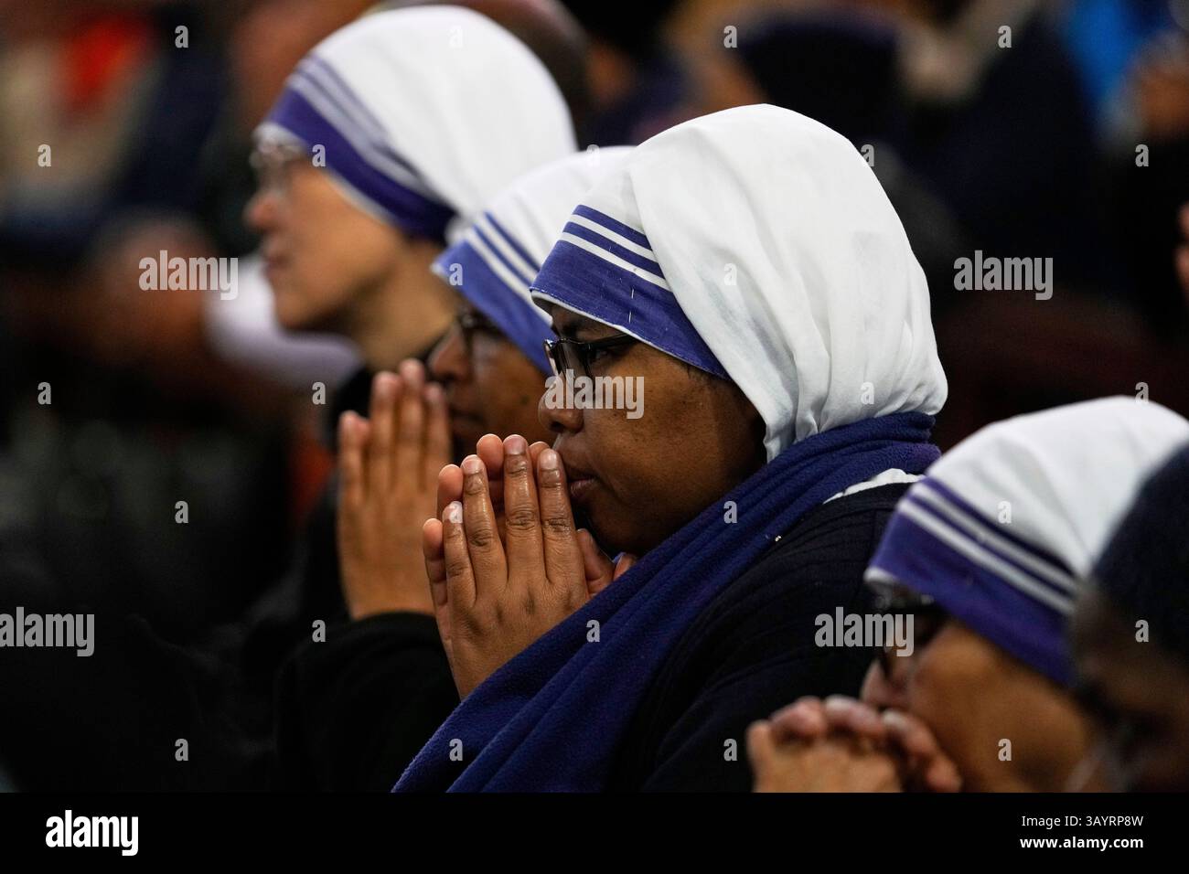 Catholic nuns pray during Pope Francis Memorial Mass, at the Cathedral ...