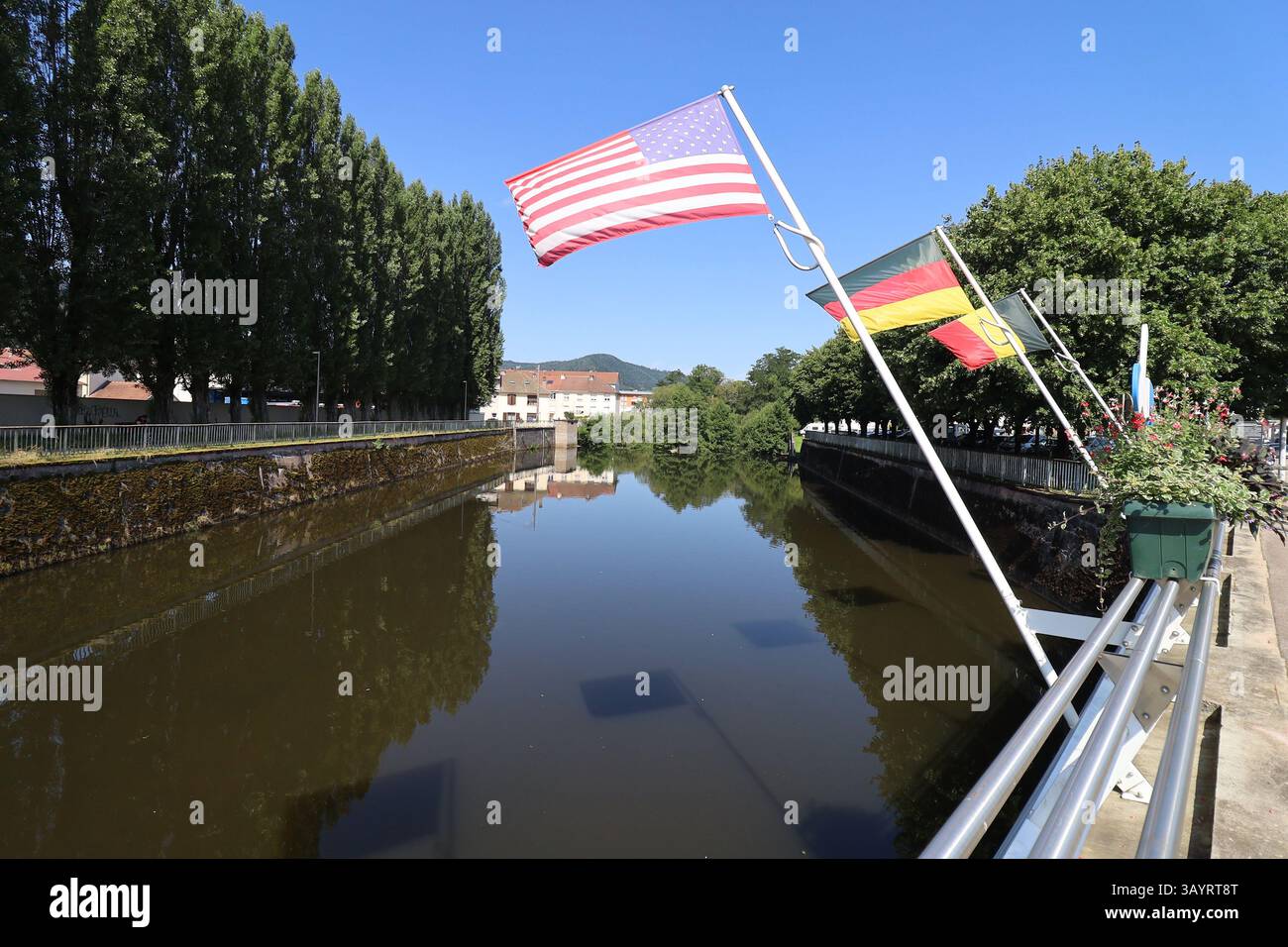 The Meurthe River in the town of Saint Dié des Vosges, Vosges ...