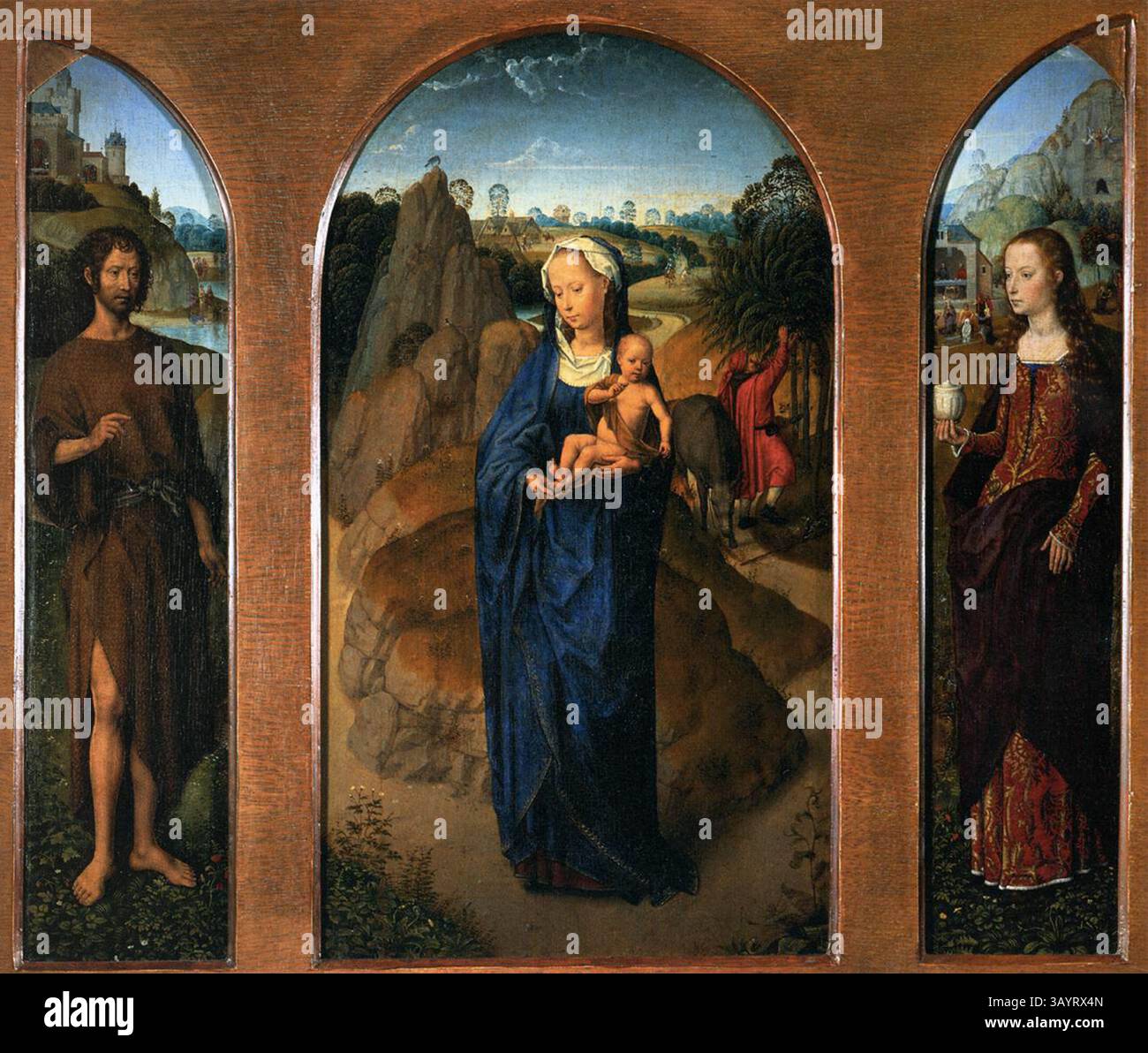 Hans Memling triptych, 1475–1480, Louvre - The Rest on the Flight into ...