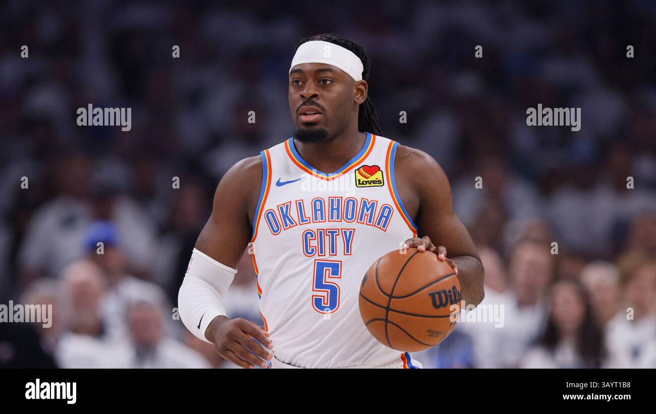 Oklahoma City Thunder guard Luguentz Dort handles the ball during the ...
