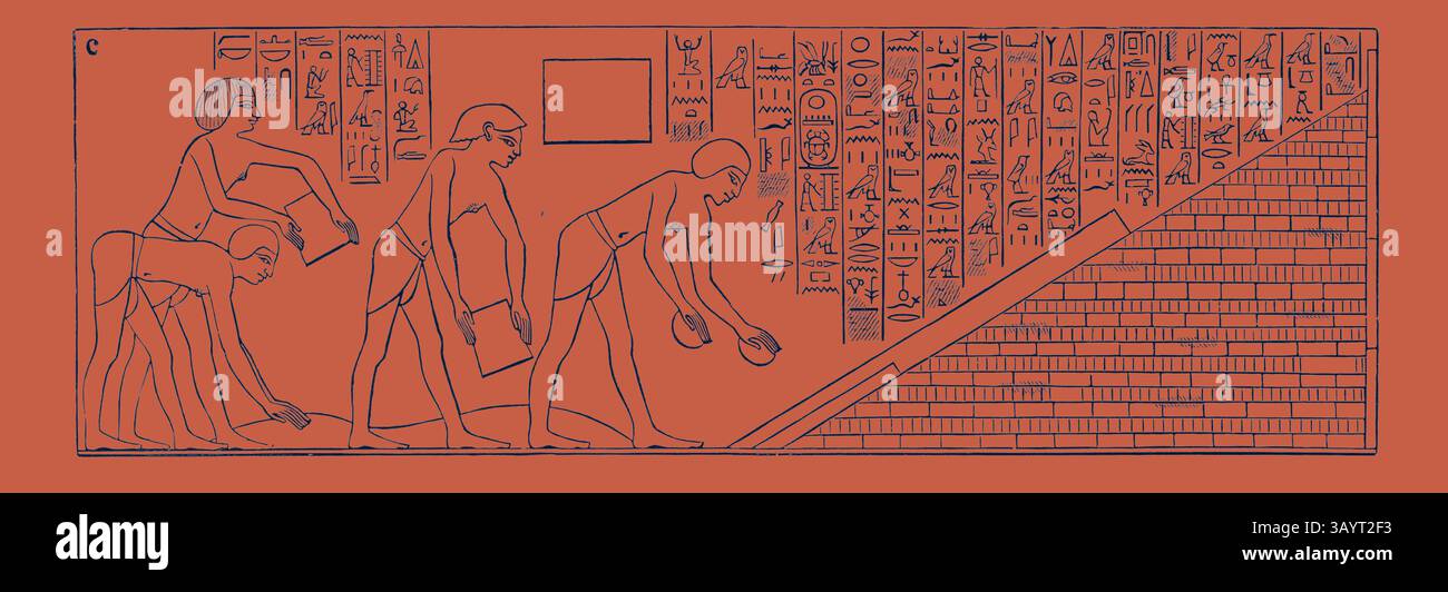 Ancient Egyptian scene depicting workers engaged in agricultural or ...