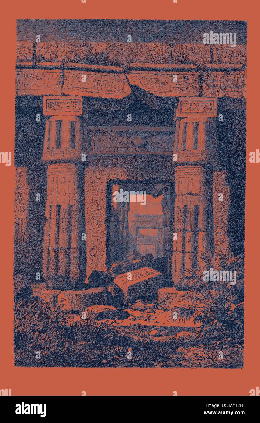 A mesmerizing depiction of ancient ruins, featuring intricate columns ...