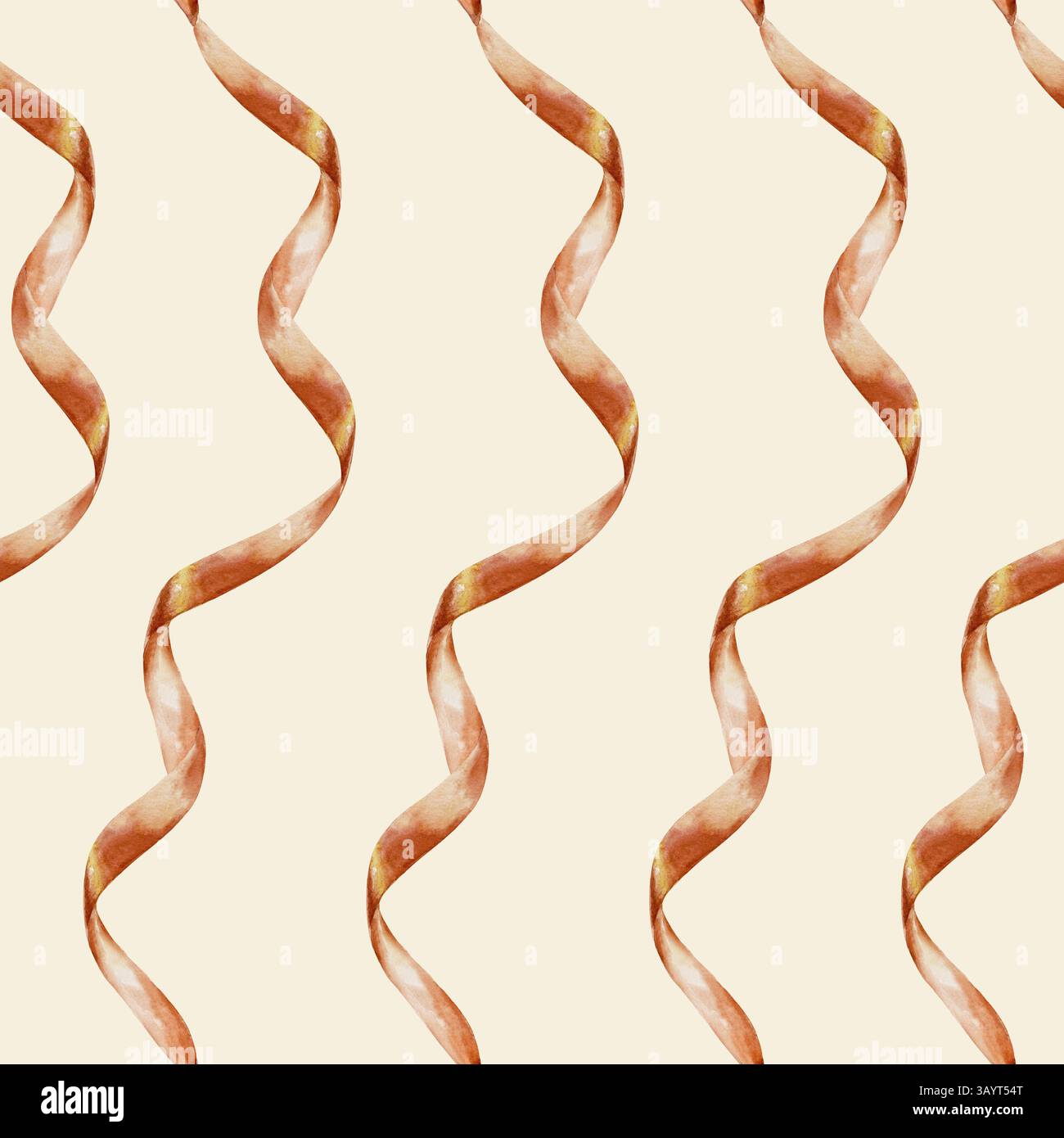 Red ribbons seamless pattern. Hand drawn watercolor illustration. For ...