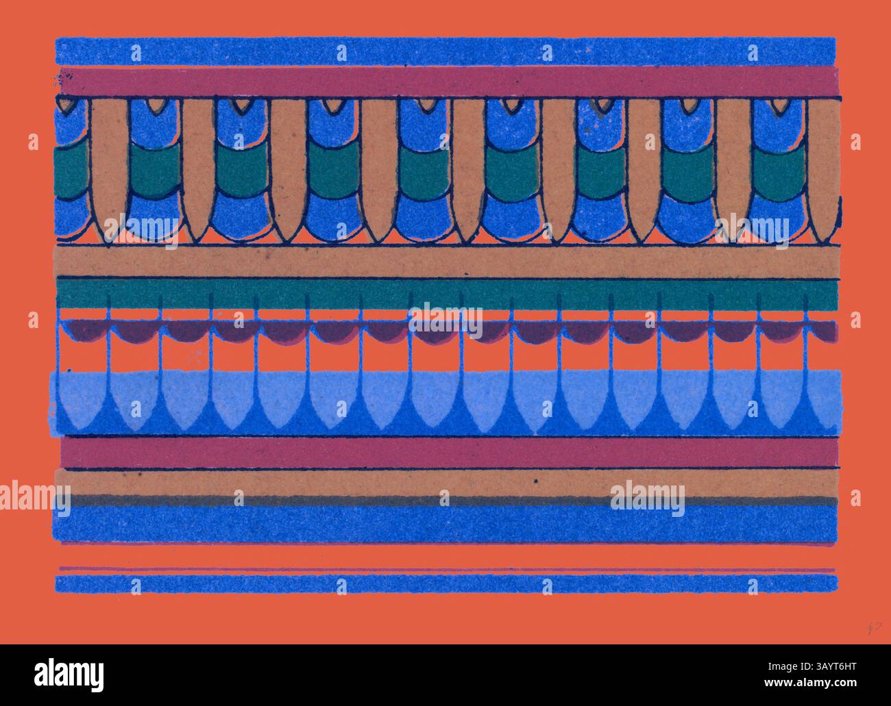 A vibrant design featuring alternating patterns of curved shapes and ...