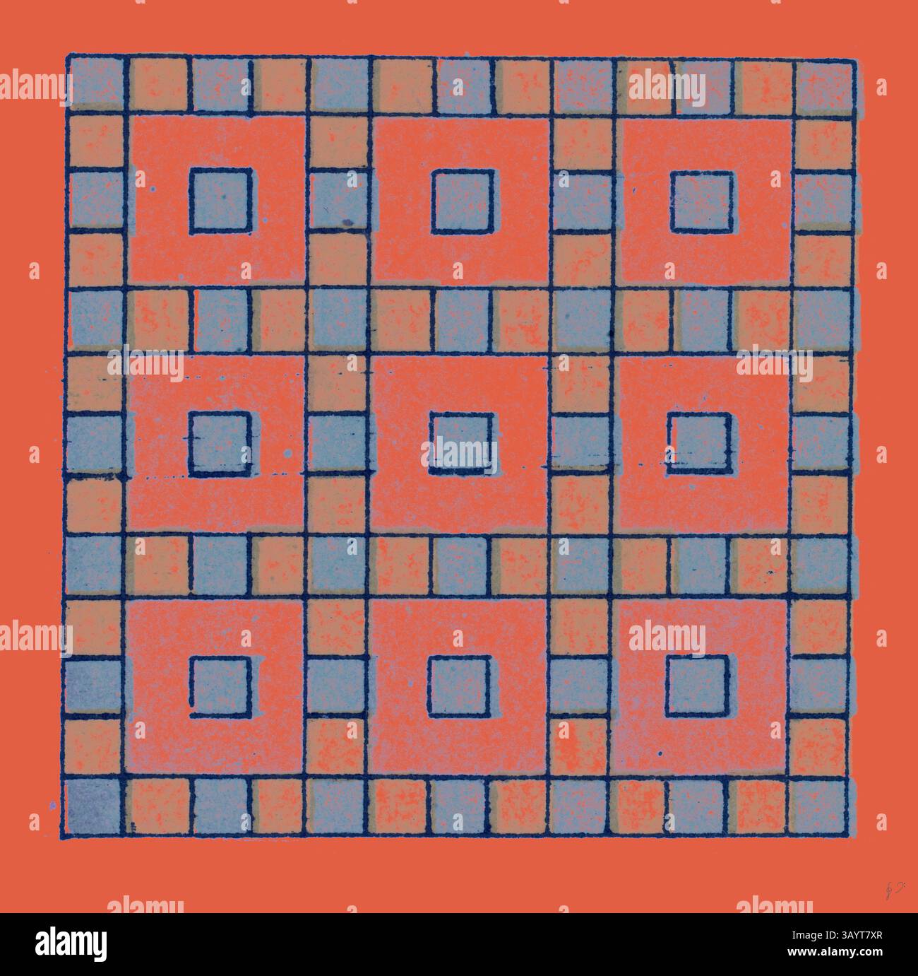 A vibrant geometric pattern featuring alternating squares in shades of ...