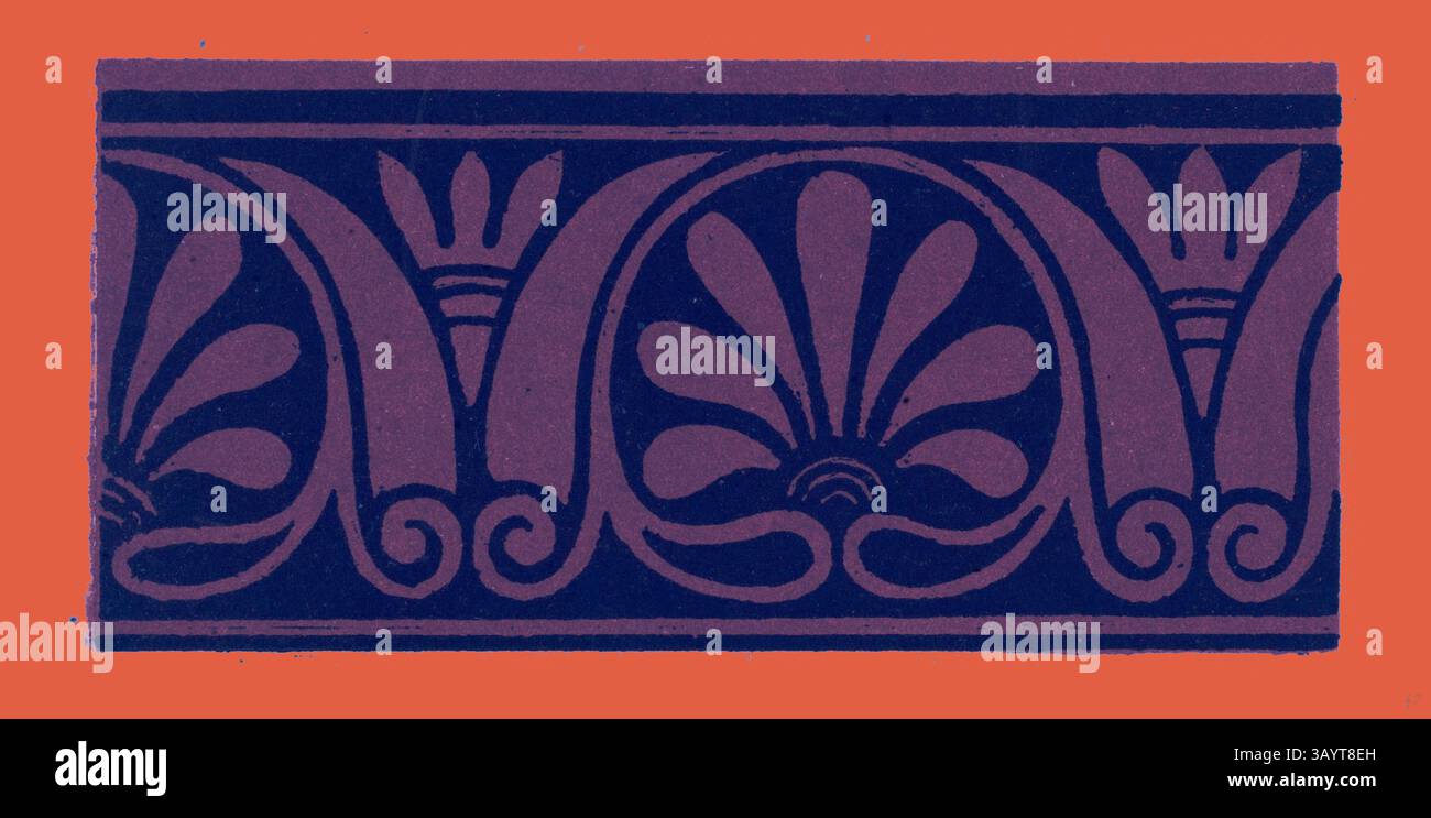 A decorative pattern featuring stylized floral elements and curvilinear ...