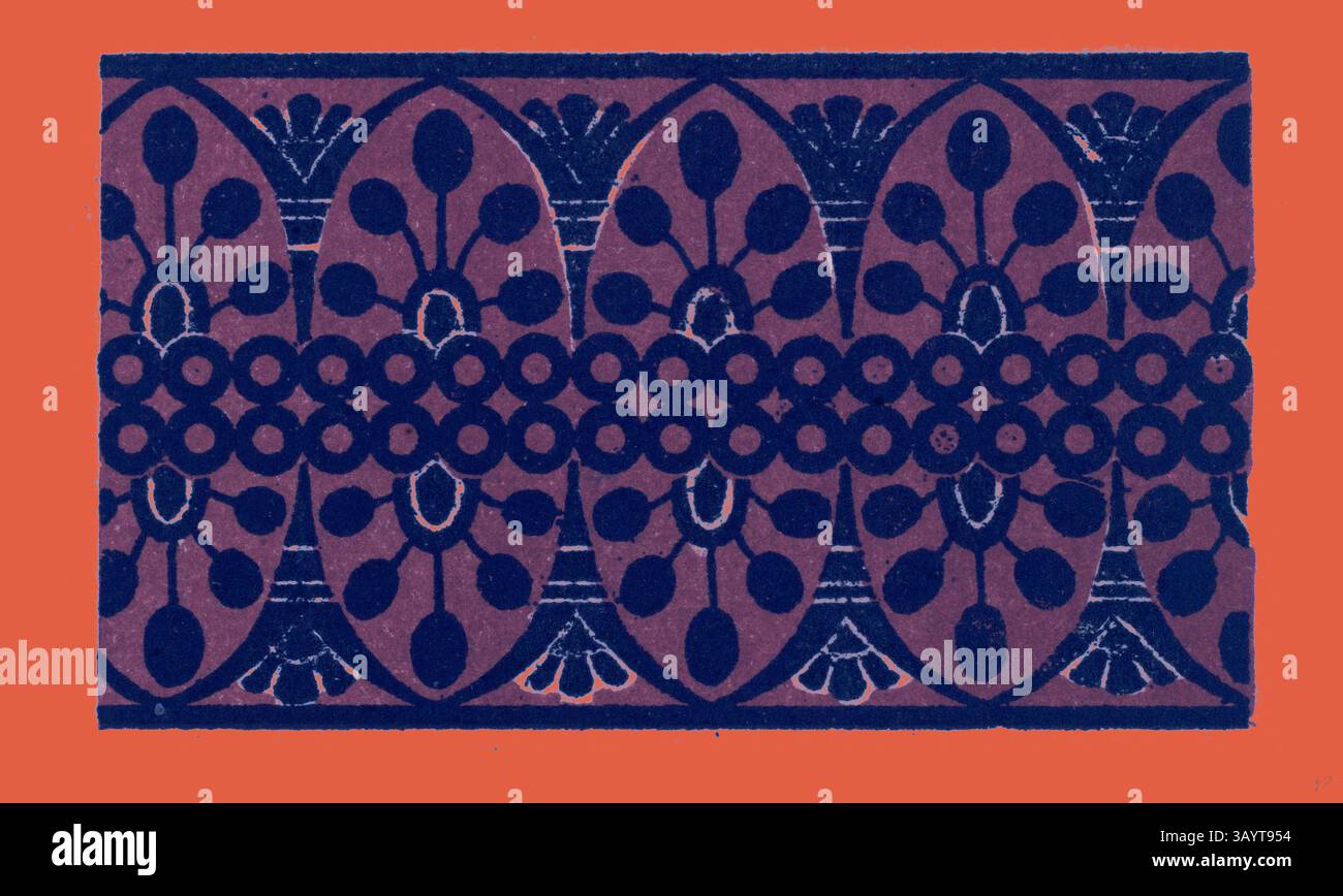 An intricate pattern featuring alternating floral motifs and circular ...