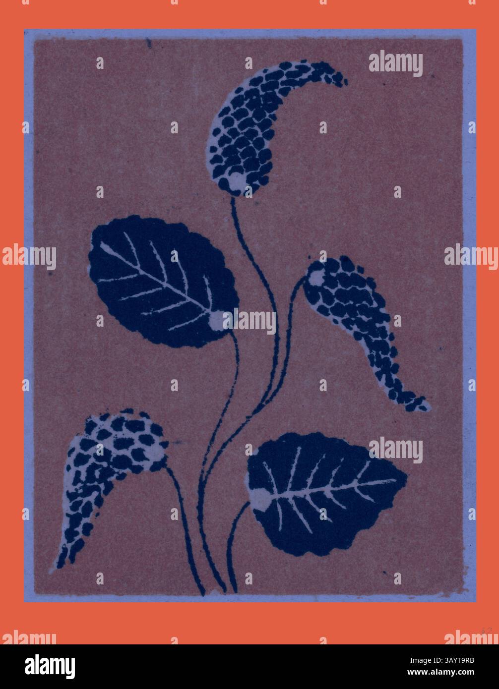 A botanical design featuring stylized leaves and seed-like shapes in ...