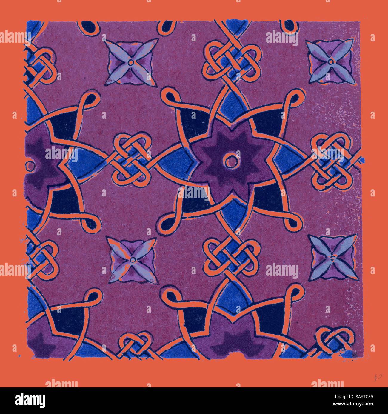 A vibrant, intricate pattern featuring interwoven knots and floral ...