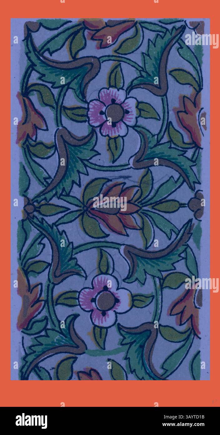 A decorative pattern featuring intertwined floral designs, with vibrant ...