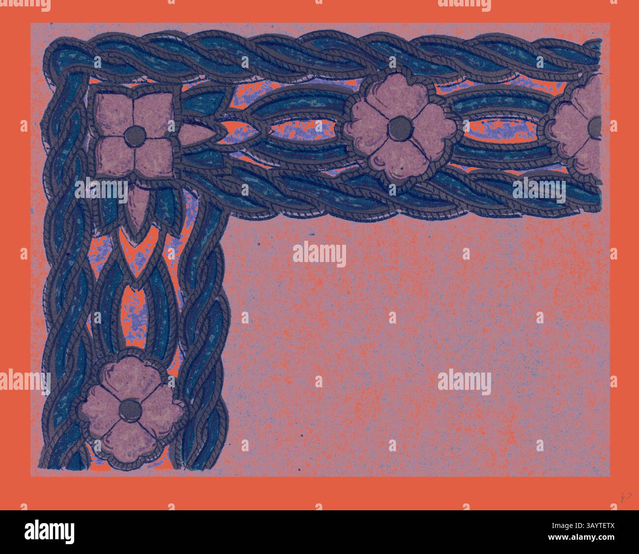 An intricate border design featuring intertwining floral patterns and ...