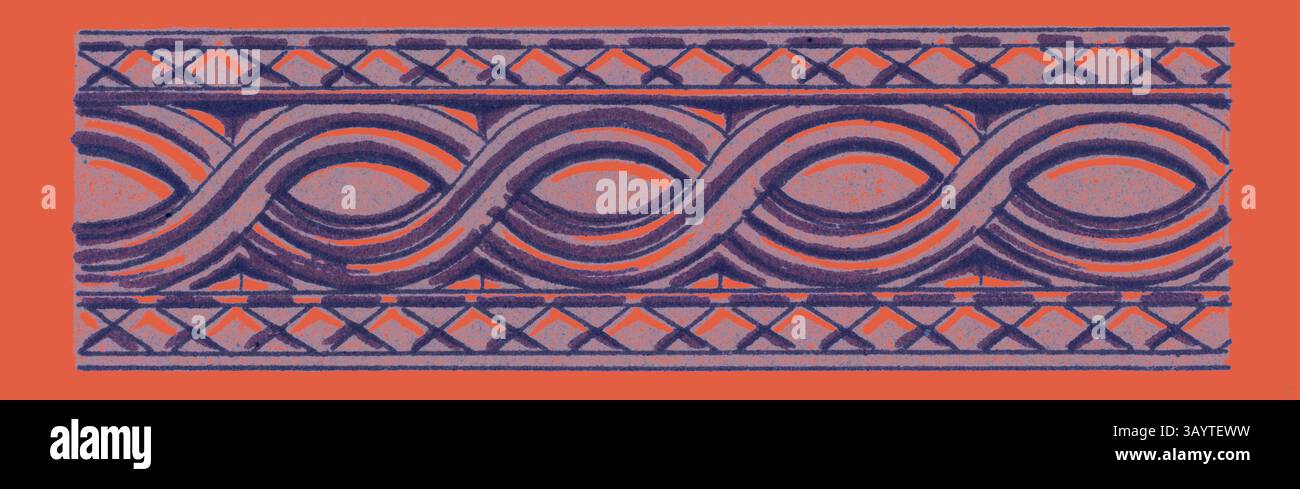 A decorative border featuring intertwining wave patterns and geometric ...