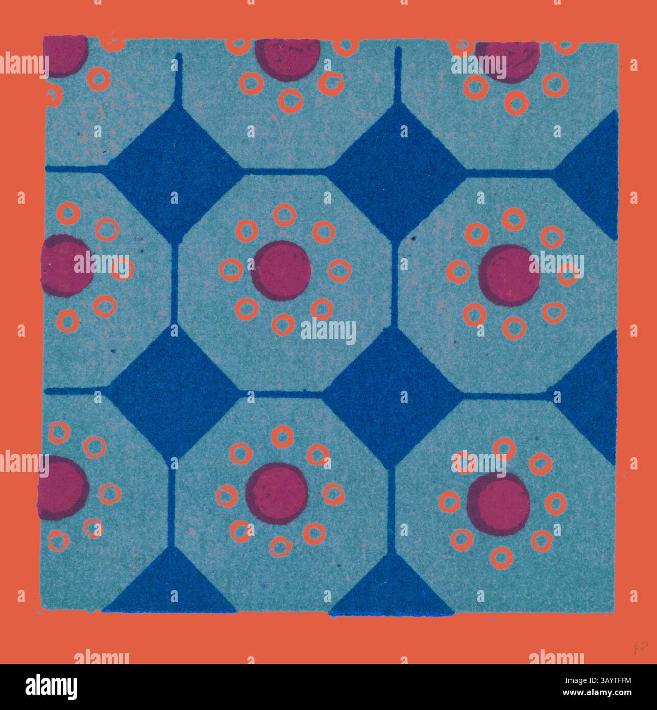 A geometric pattern featuring octagonal shapes in blue and teal ...
