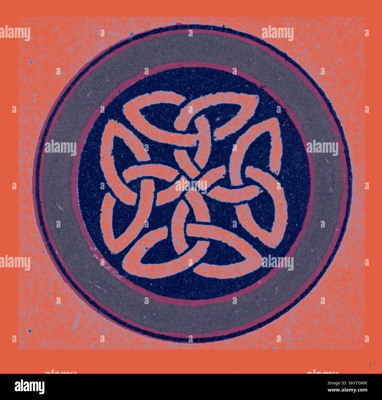 A circular design featuring an intricate interwoven pattern at its ...