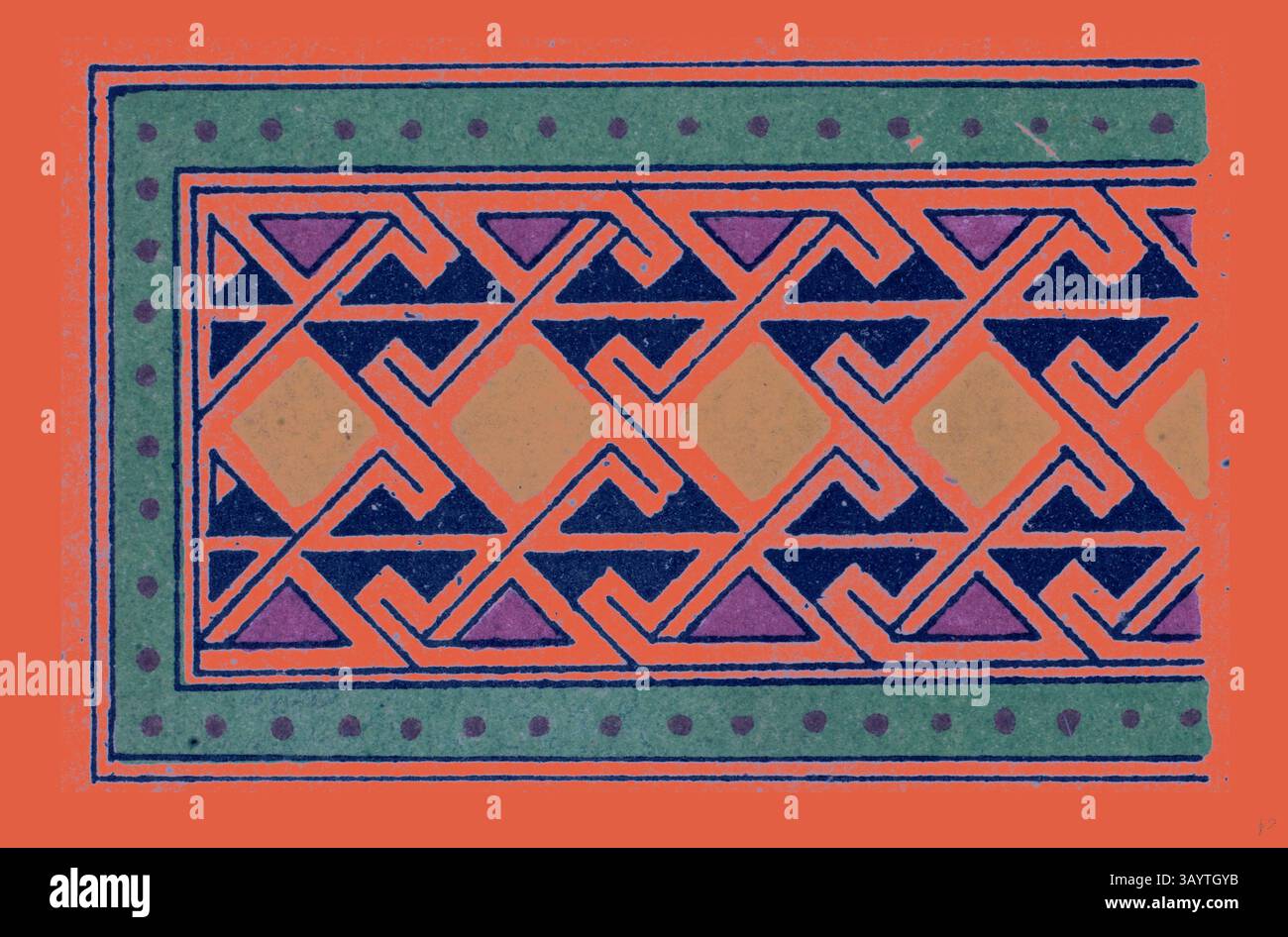 A decorative design featuring interwoven geometric patterns in vibrant ...
