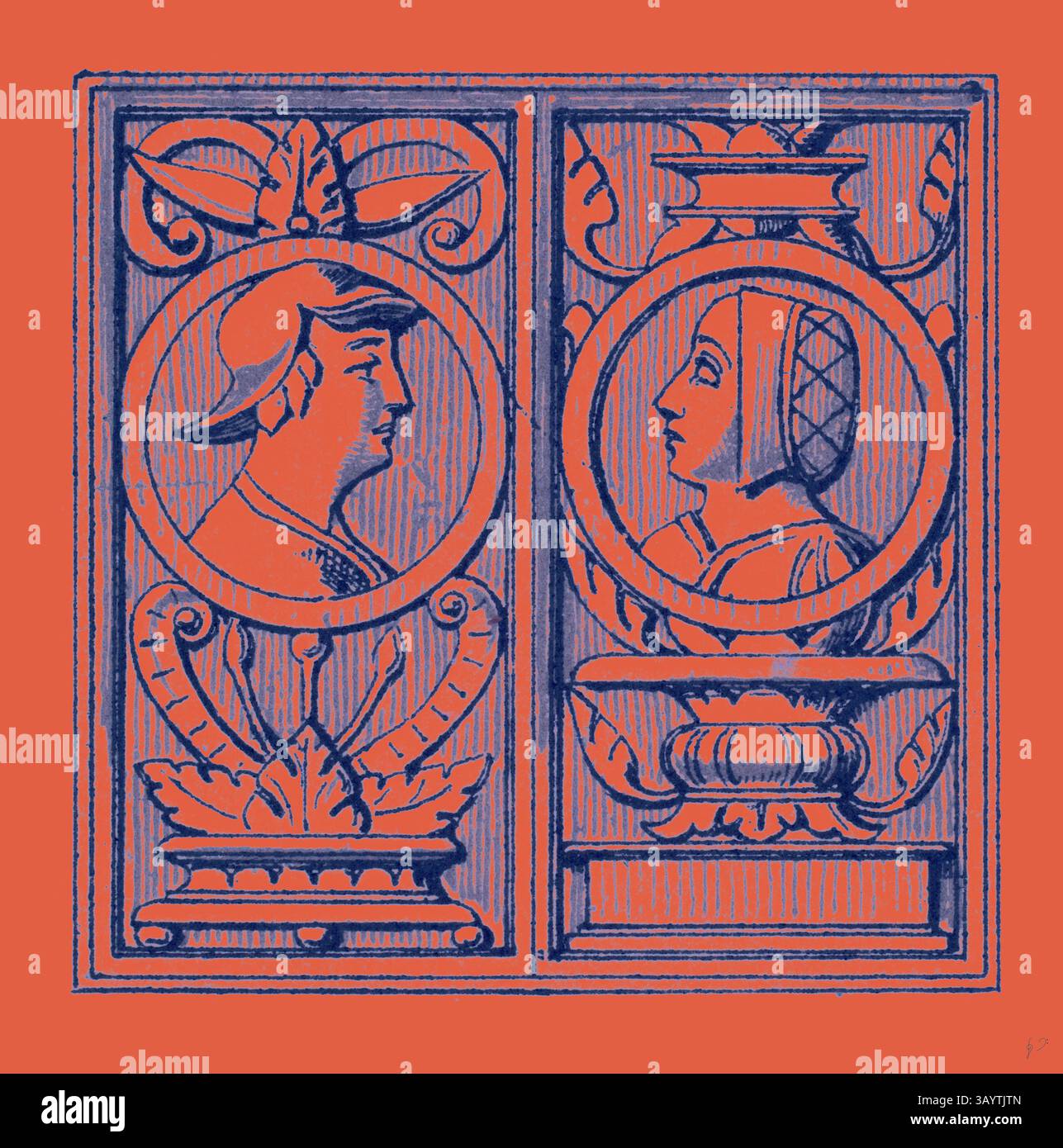 Two stylized portraits in profile hi-res stock photography and images ...