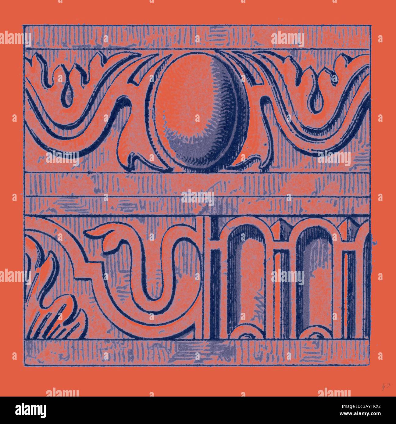 An intricate design featuring flowing, symmetrical patterns that evoke ...