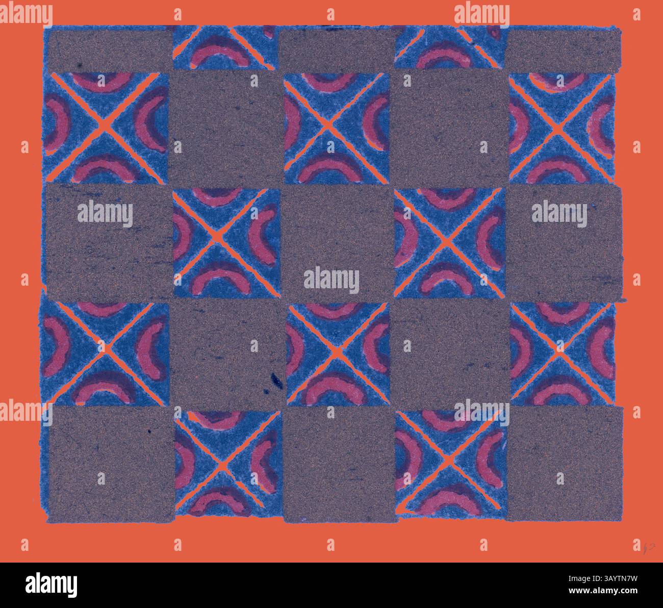 A decorative grid featuring alternating patterns of geometric shapes ...