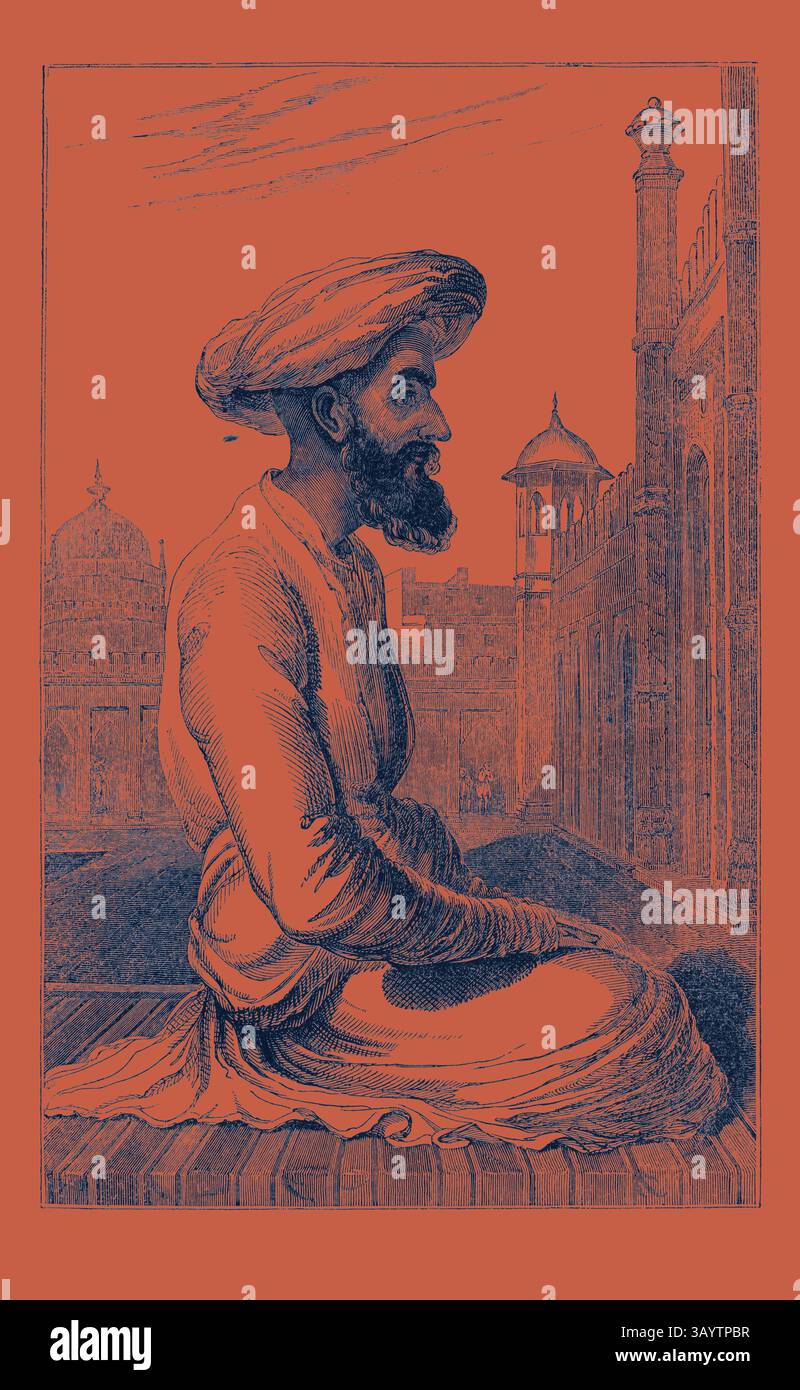 Gazes contemplatively towards elaborate architectural structures hi-res ...