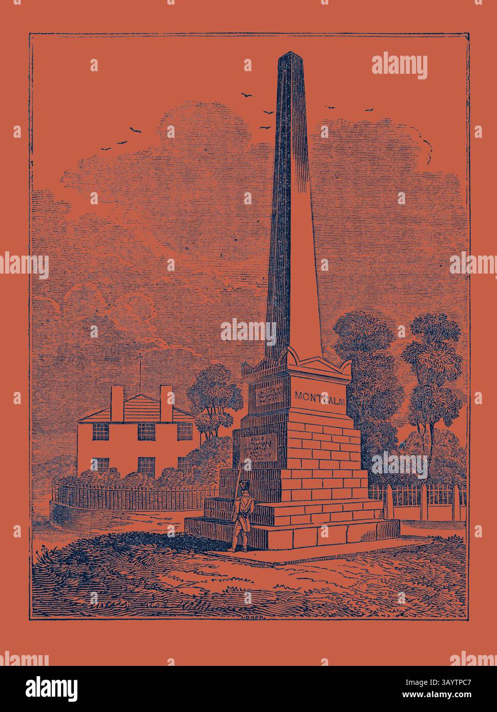 A tall obelisk monument stands prominently in a serene landscape ...