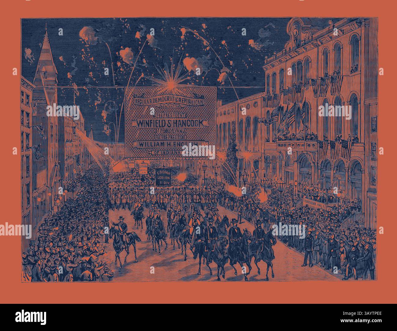 A lively parade scene featuring a large crowd celebrating a political ...