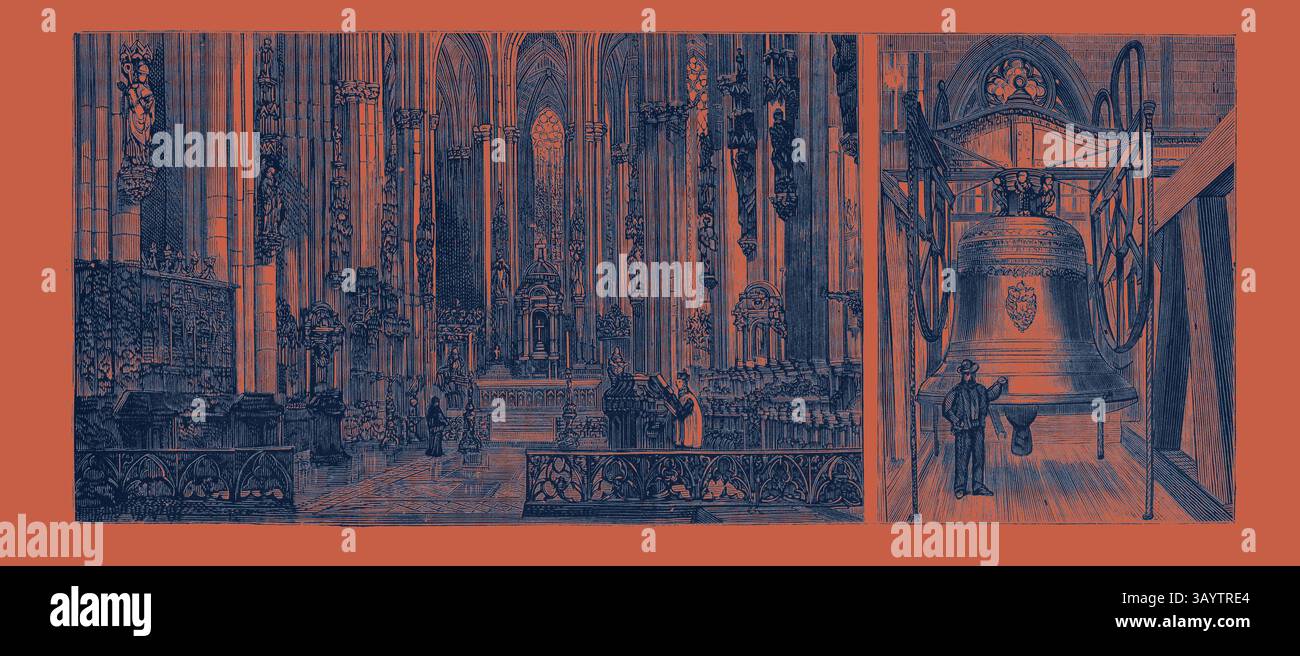 A grand interior of a cathedral showcases intricate architectural ...