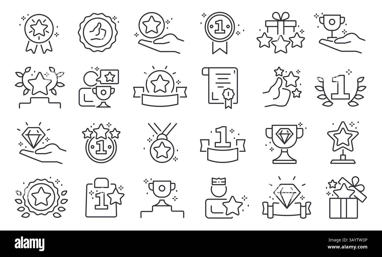 Reward line icons. Award and prize premium quality pictograms, outline ...