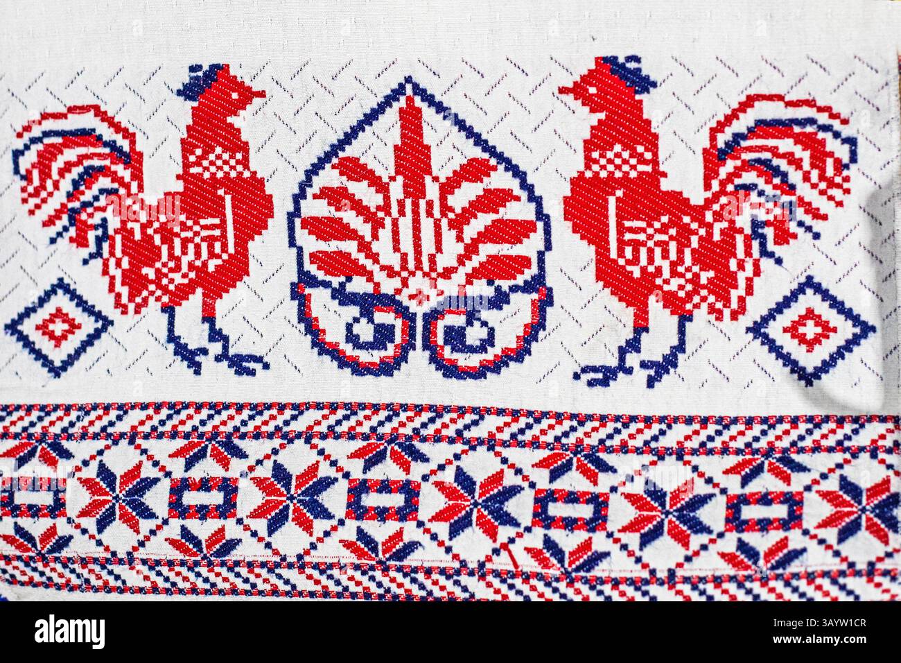 traditional embroidered pattern with birds of central ukraine. Customs ...