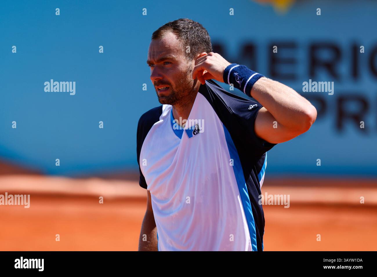 Roman Safiullin of Russia plays against Arthur Rinderknech of France ...
