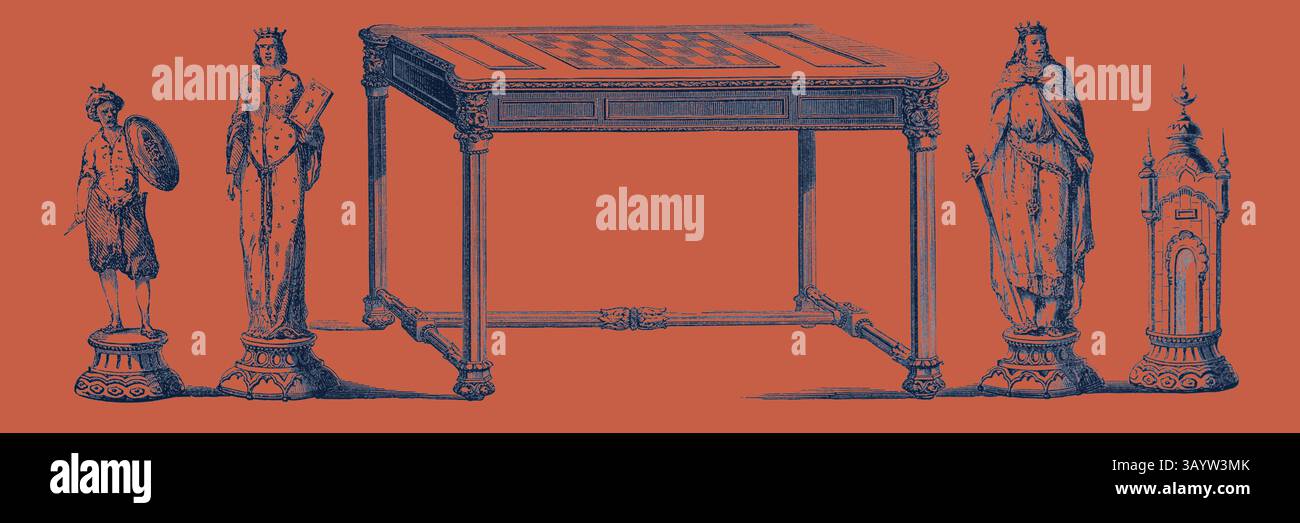 A decorative chess set featuring intricately designed pieces, including ...