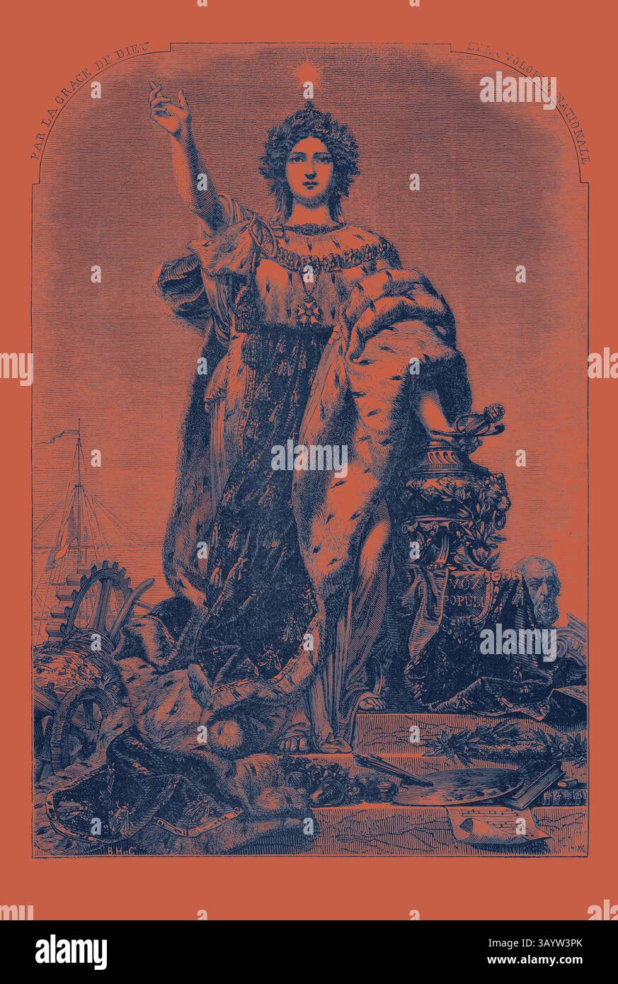 A powerful figure stands with an outstretched arm, symbolizing freedom ...