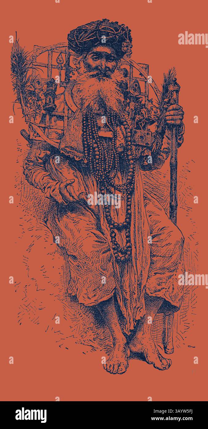 A serene figure adorned in traditional attire sits comfortably ...