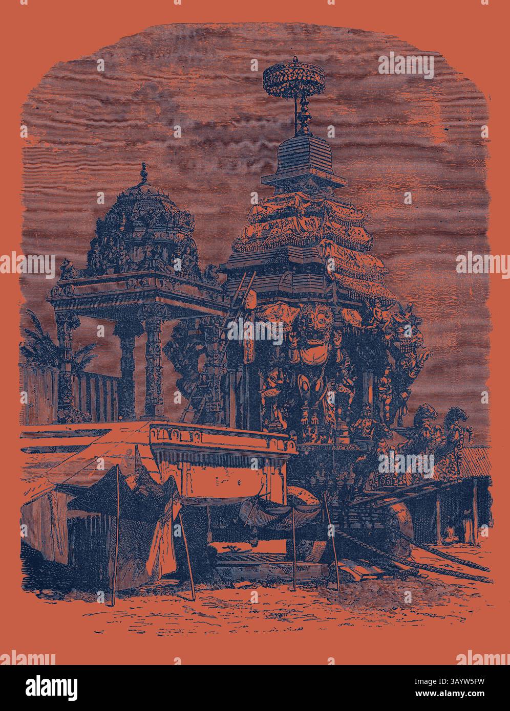 A detailed architectural representation of a traditional temple adorned ...