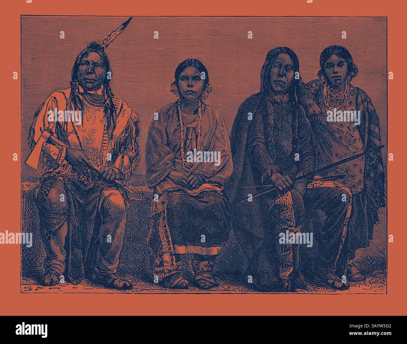 A group of four Indigenous individuals, each adorned in traditional ...
