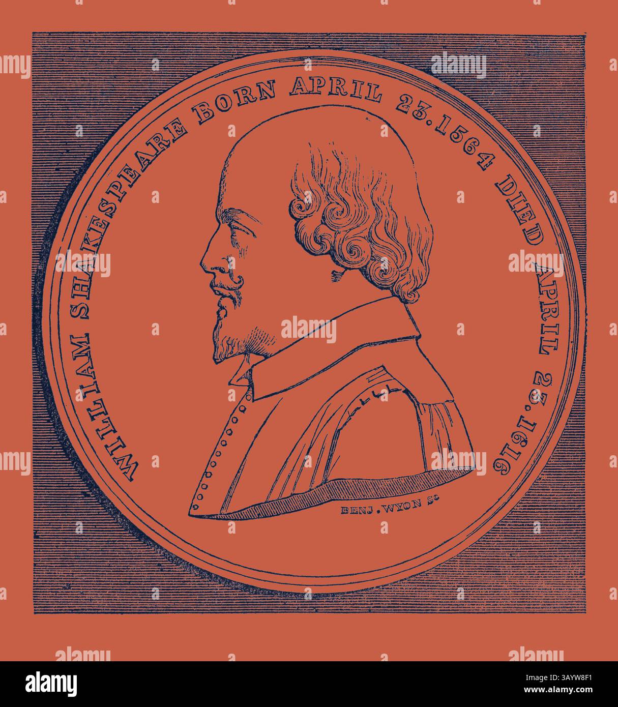 A profile portrait of William Shakespeare, prominently featuring his ...