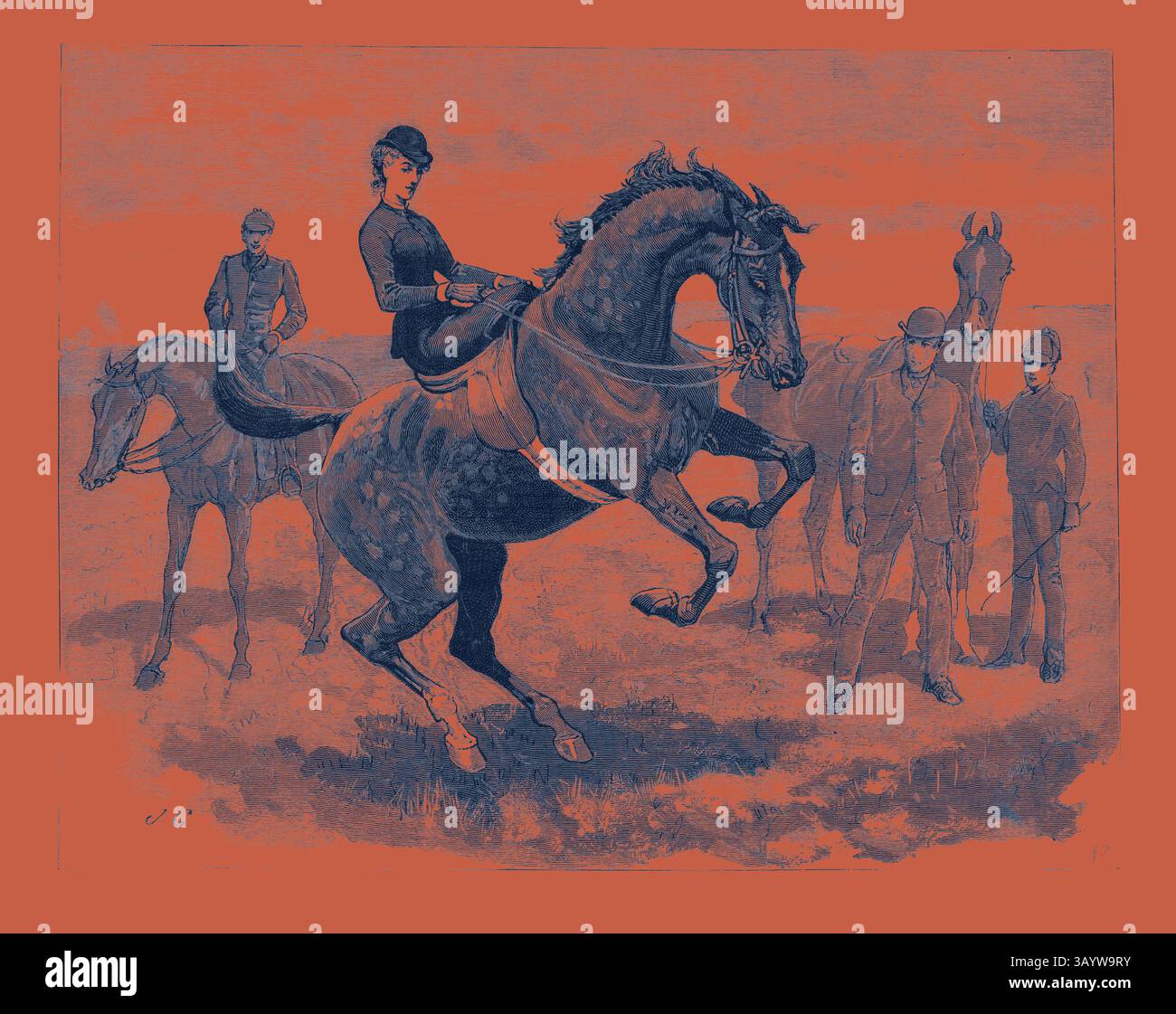 A woman skillfully rides a rearing horse, showcasing her equestrian ...