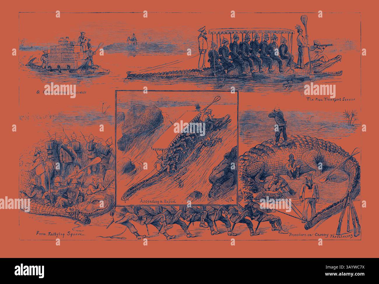 A series of illustrated scenes depicting a historical narrative ...