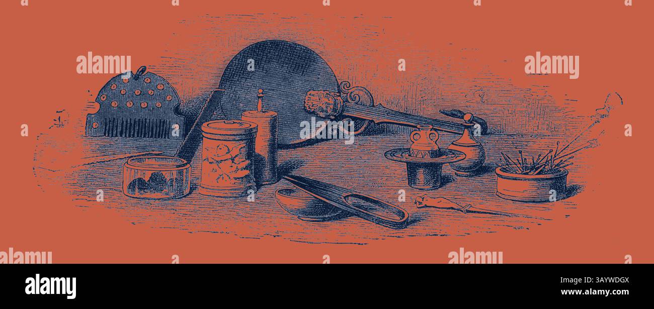 A collection of vintage kitchen tools and utensils, including a spatula ...