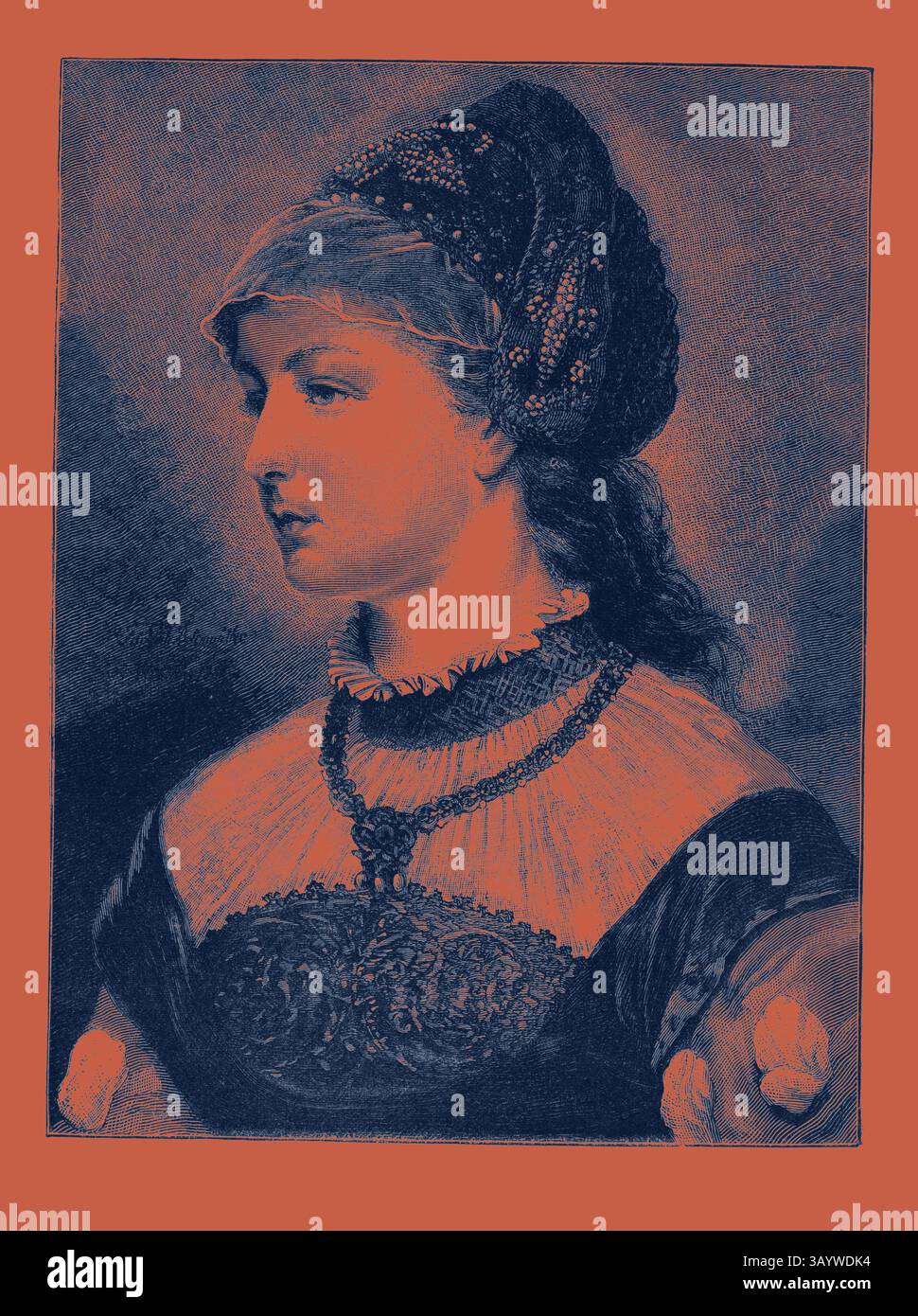 A detailed portrait of a woman in period attire, showcasing intricate ...