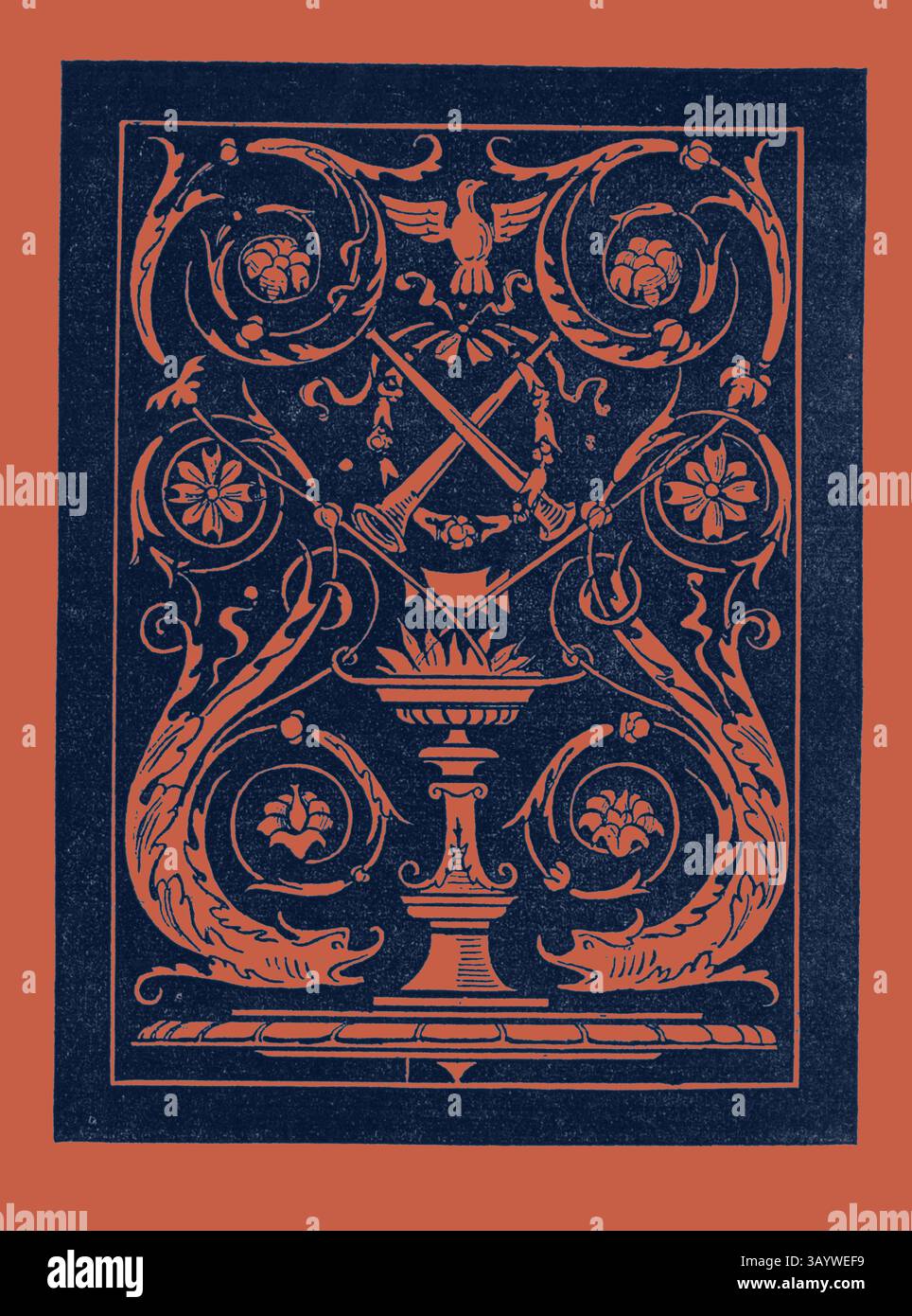 A decorative design featuring intricate floral motifs, symmetrical ...