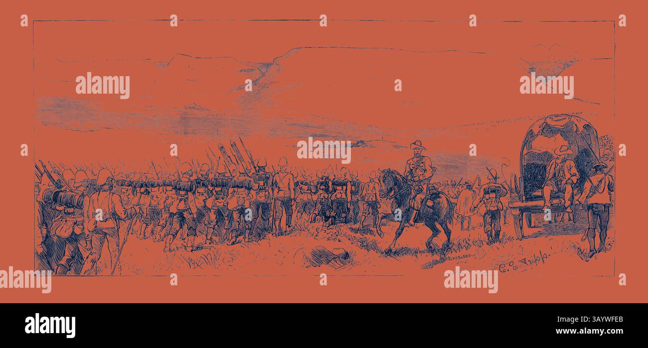 A historical scene depicting a military assembly, featuring soldiers ...