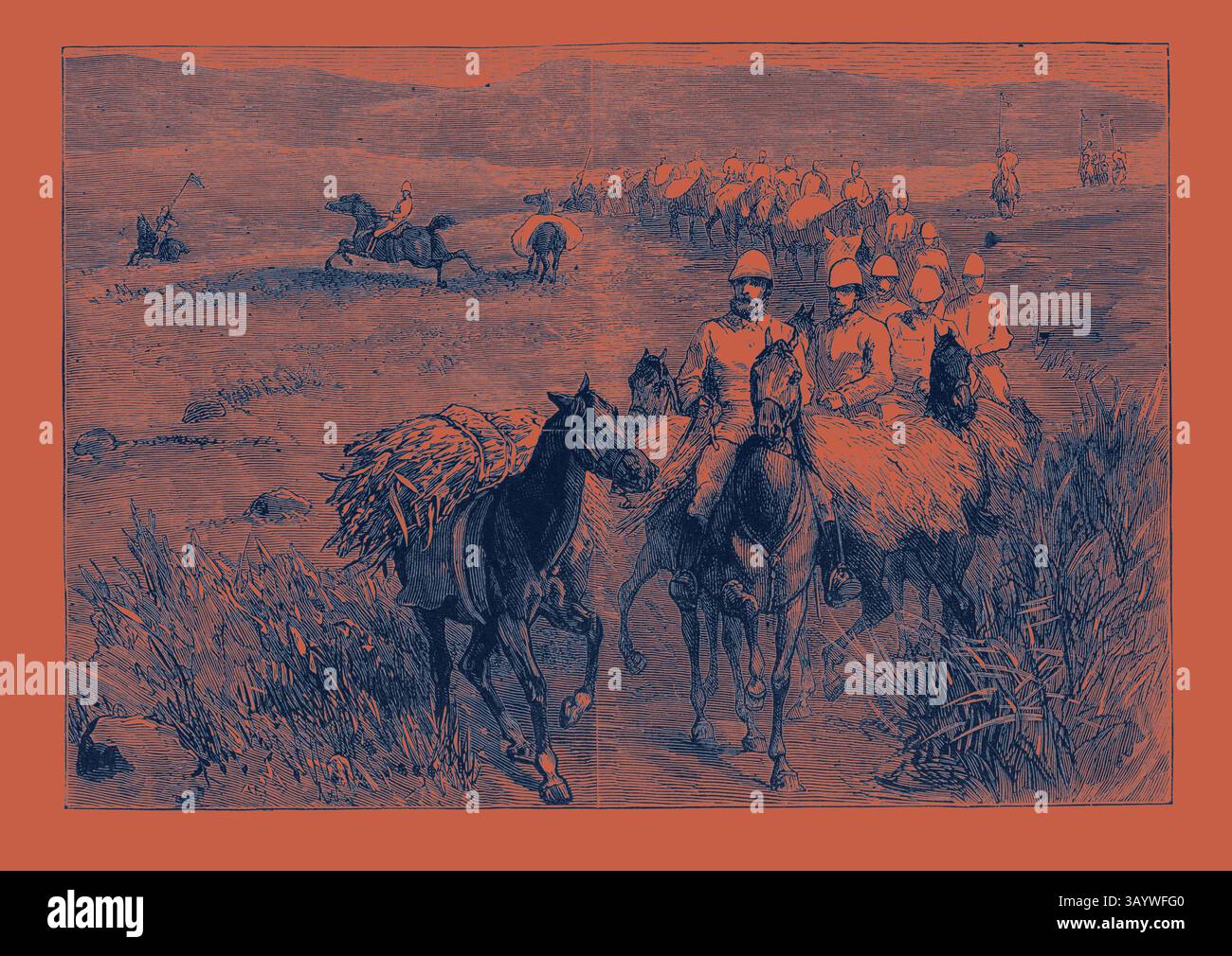 A group of cavalry riders, adorned in formal attire and helmets ...