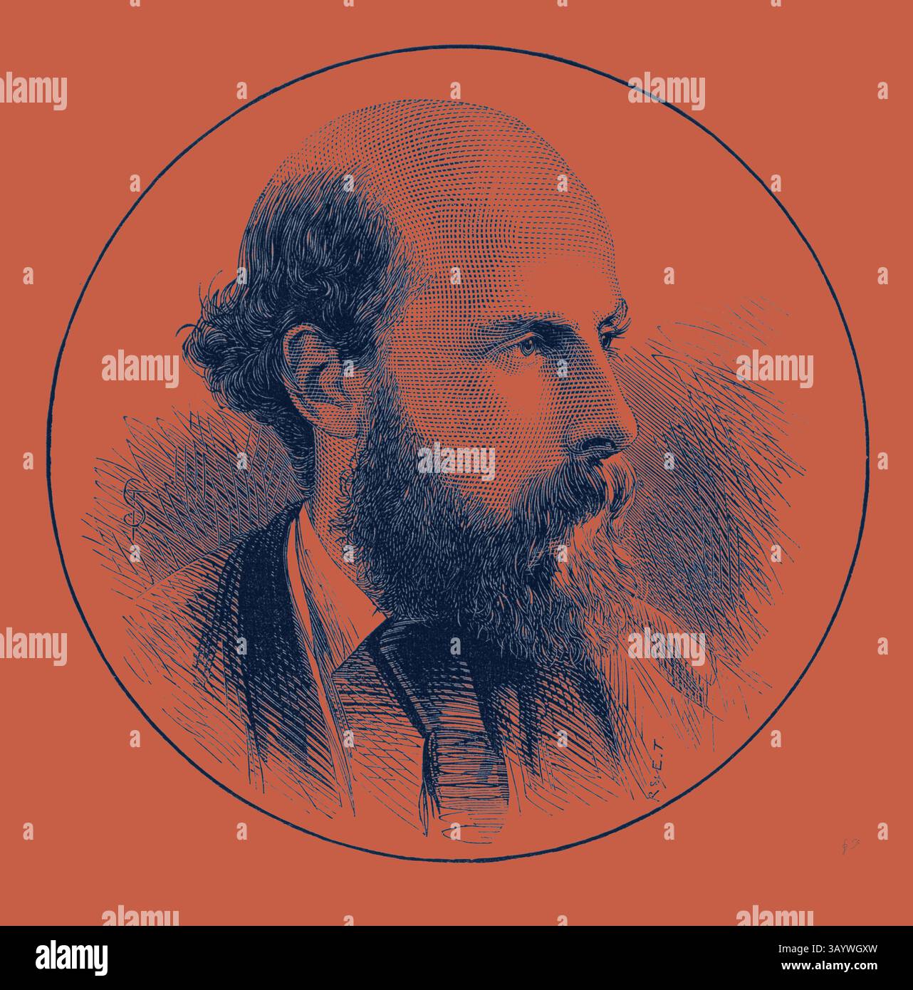 A detailed illustration of a man with a full beard and distinctive ...