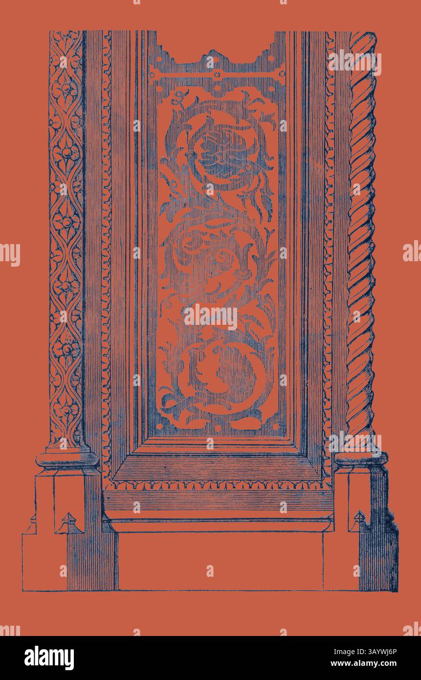 A detailed decorative panel featuring intricate floral and scrolling ...