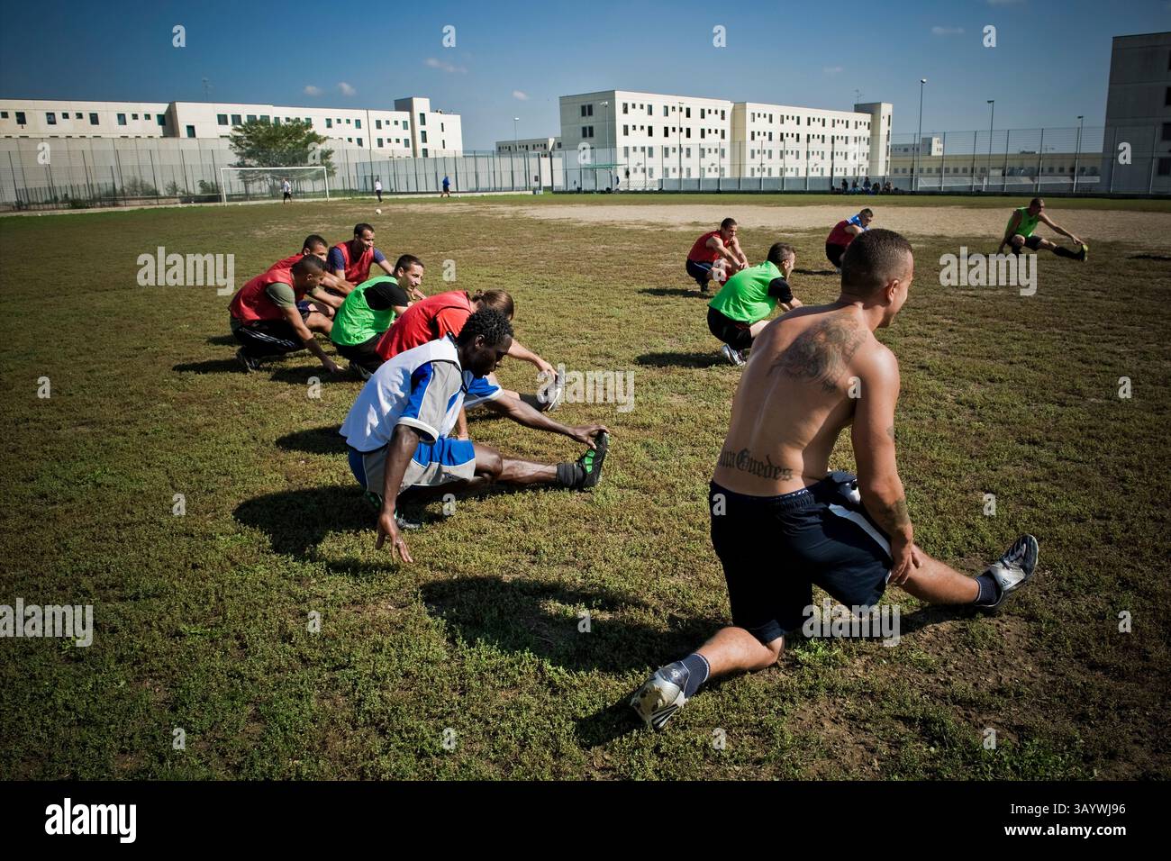 Bollate prison, training of the football team Stock Photo - Alamy