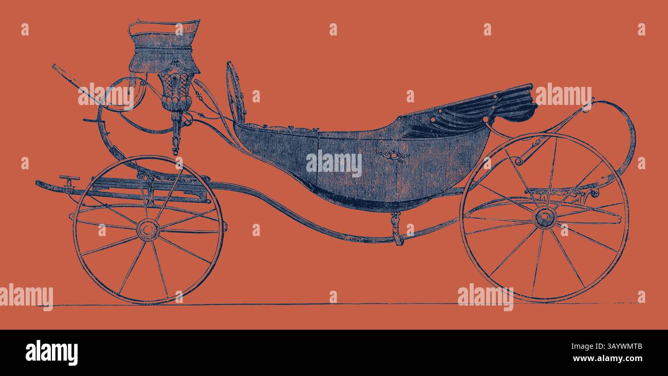 A vintage carriage with elegantly curved lines and delicate wheel ...