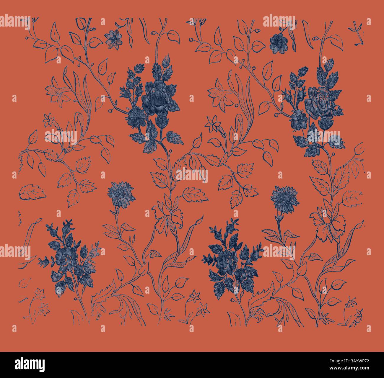 Featuring intricate floral designs in deep blue hi-res stock ...